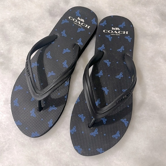Coach | Shoes | Coach Black Butterfly Thong Flip Flop Sandals | Poshmark